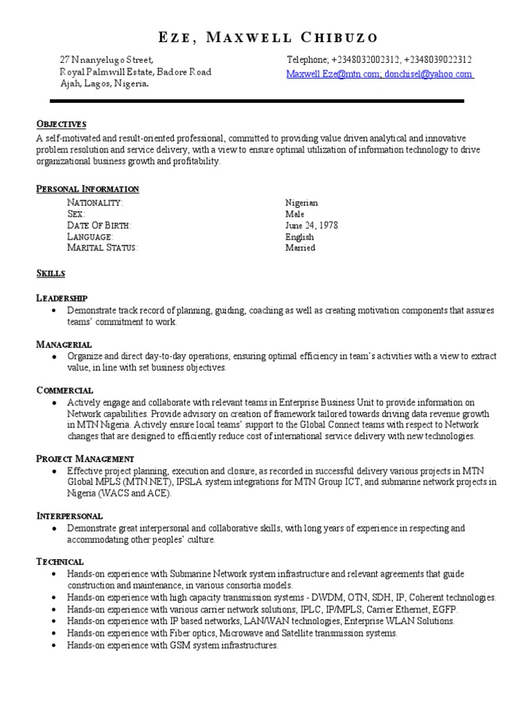 Maxwell Resume - Update | PDF | Computer Network | Telecommunication