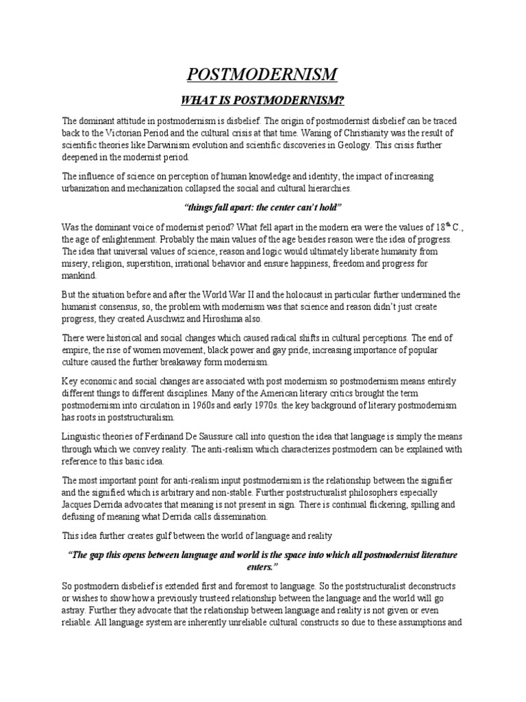 What Is Postmodernism? | PDF | Postmodernism | Modernism