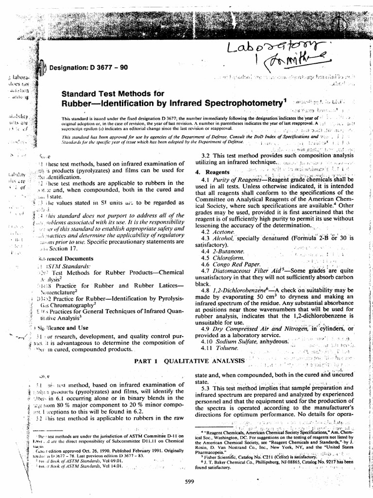 ASTM D3677 - 1990 - Standard Test Methods For Rubber - Identification ...