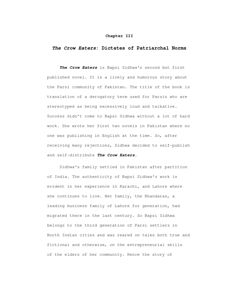 The Crow Eaters Analysis | PDF | Patriarchy