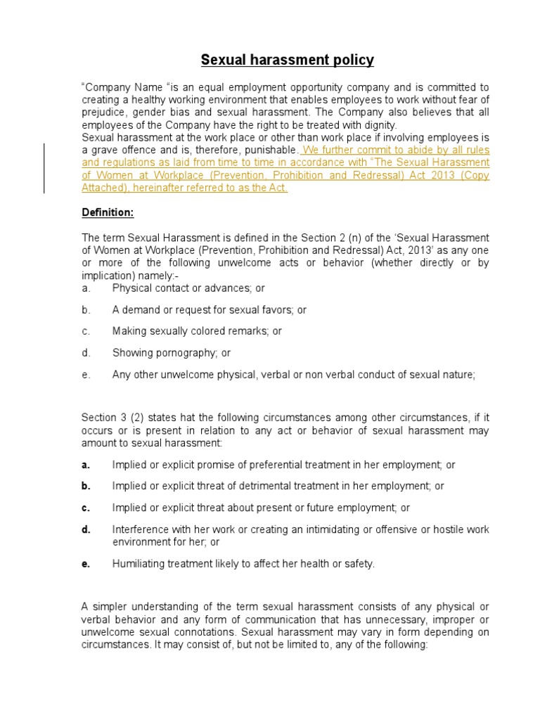 Sexual Harassment Policy Overview | PDF | Sexual Harassment | Harassment