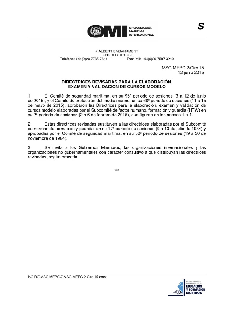 MSC-MEPC.2-Circ.15 - Directrices Revisadas para La Elaboración, Examen ...