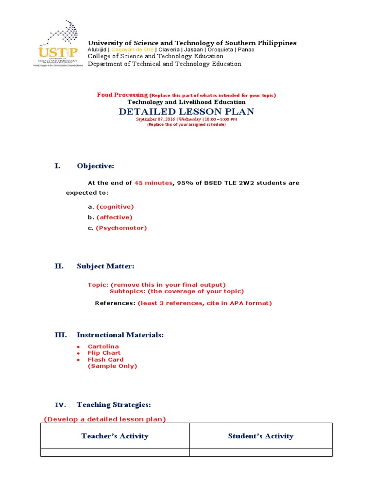 Detailed Lesson Plan: I. Objective | PDF