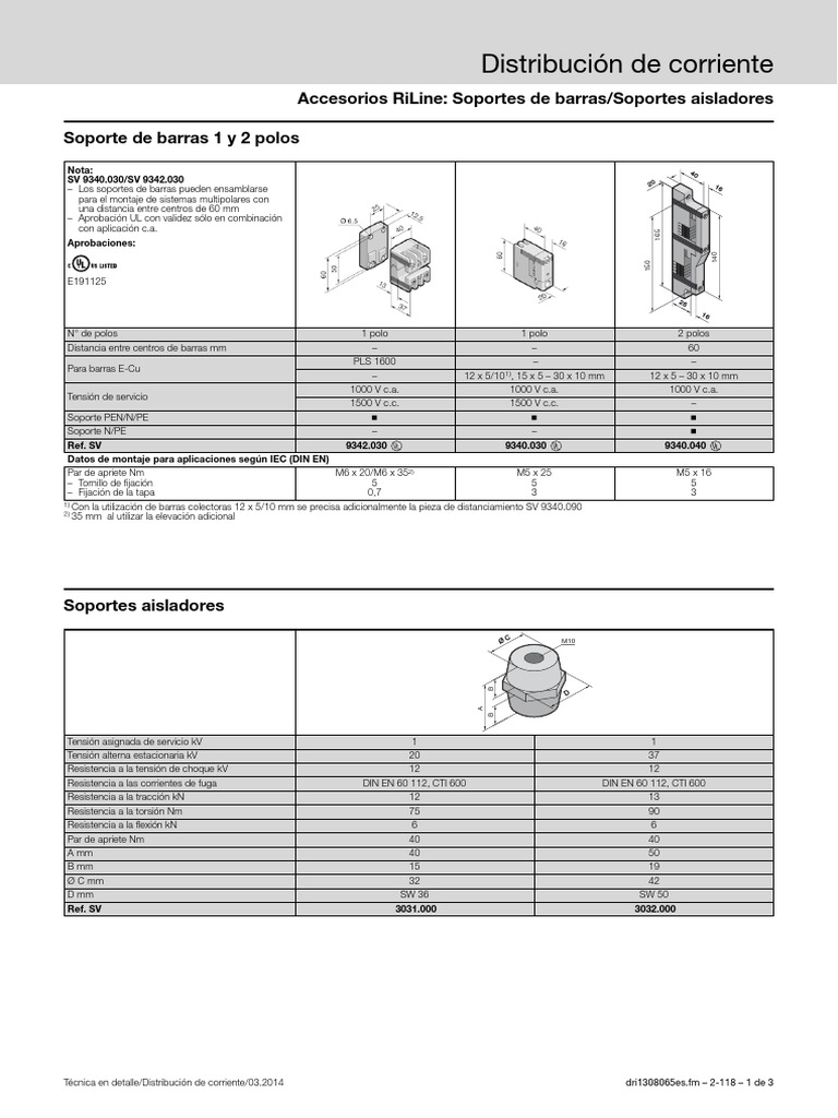Soportes de barras RiLine 9340.030 | PDF | Electricidad | Ingenieria ...