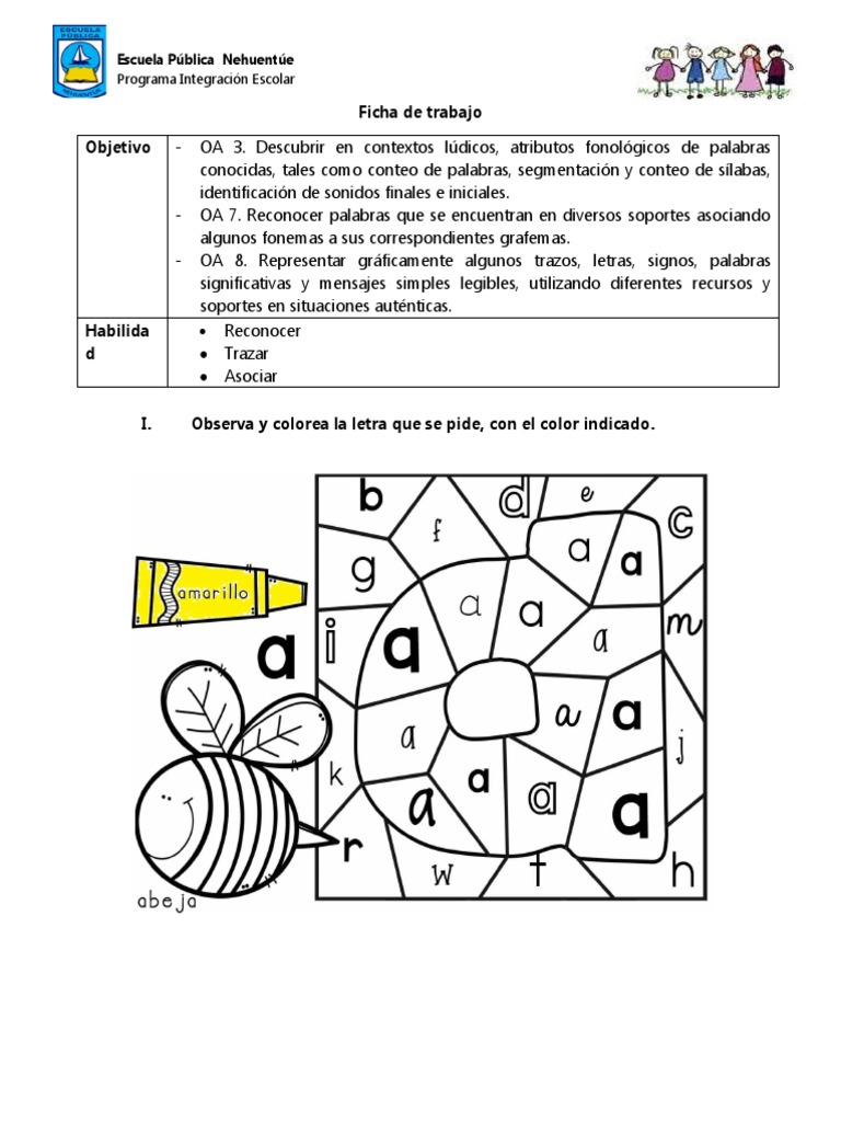 Ficha de Trabajo Kinder | PDF
