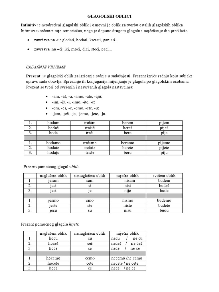 Glagolski Oblici | PDF