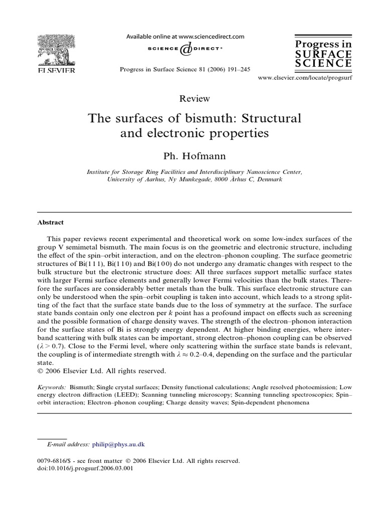 The Surfaces of Bismuth: Structural and Electronic Properties ...