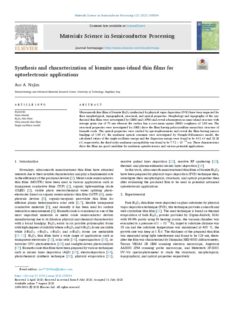 Materials Science in Semiconductor Processing: Aus A. Najim | PDF ...