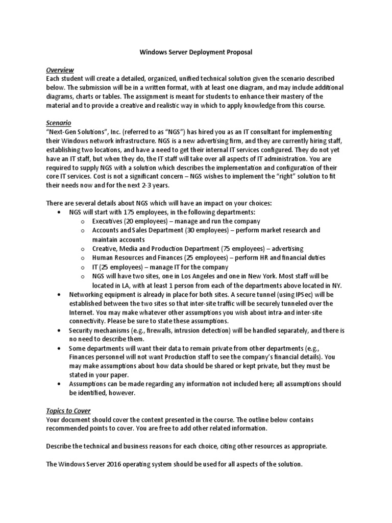 Windows Server Deployment Proposal Paper | PDF | Domain Name System | Information Technology ...