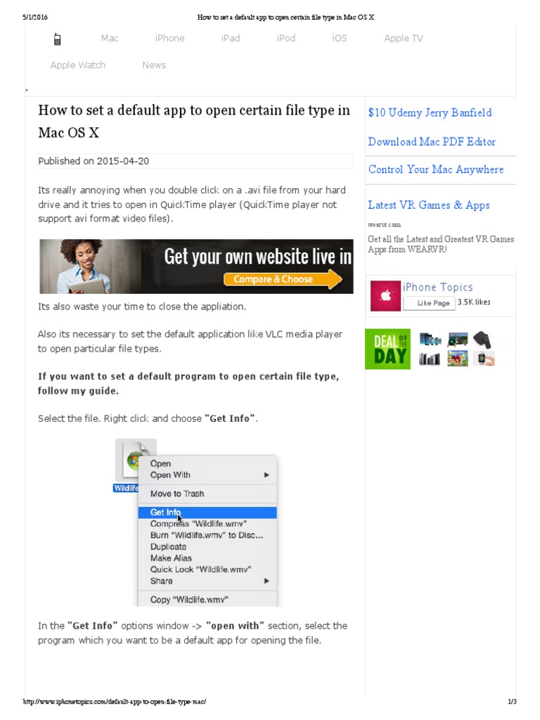 How To Set A Default App To Open Certain File Type in Mac OS X | Download Free PDF | Ios | Mac Os