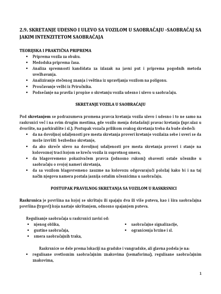 Skretanja U Desno I U Levo U Saobracaju | PDF