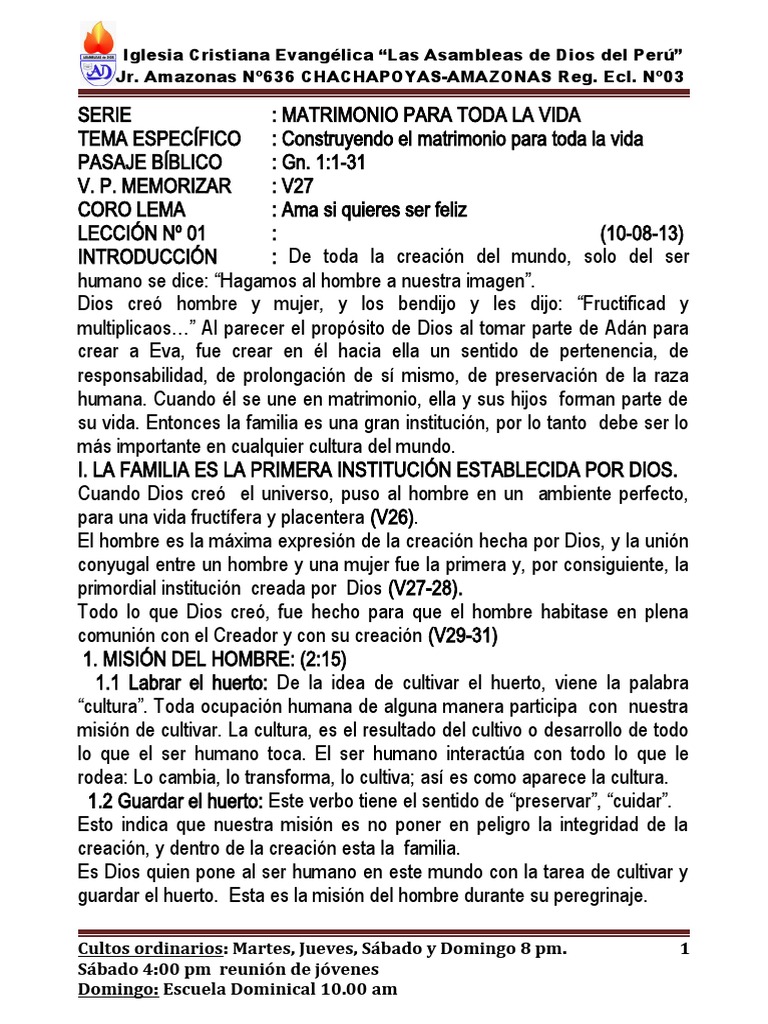 Edificando Matrimonio Lecc. 01 | PDF | Matrimonio | Evangélico