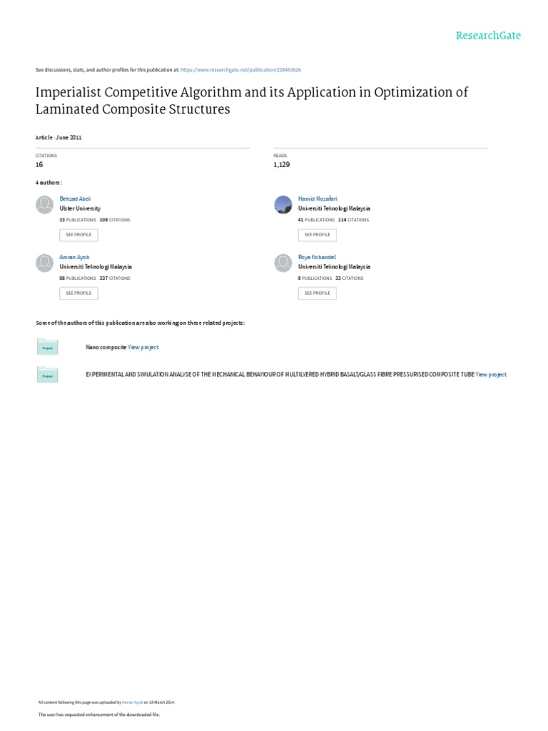 Imperialist Competitive Algorithm and Its Applicat PDF | PDF ...