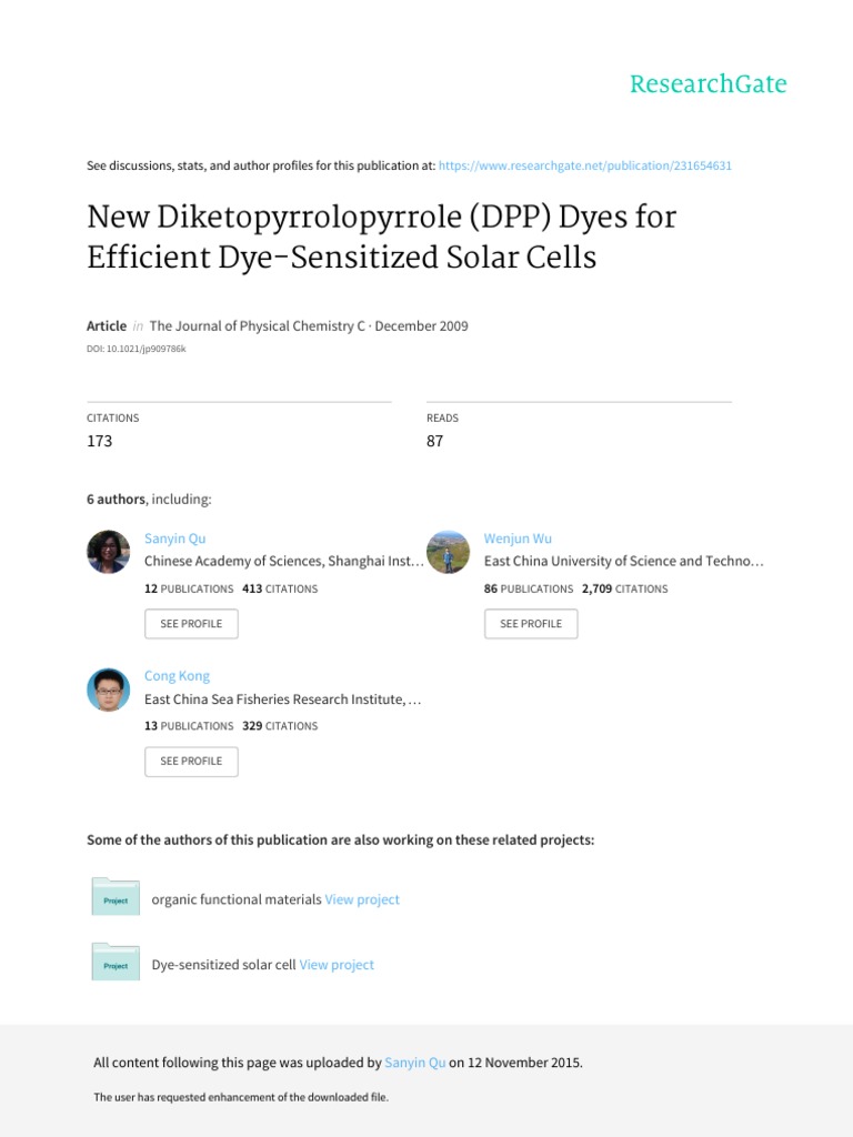 New Diketopyrrolopyrrole (DPP) Dyes For Efficient Dye-Sensitized Solar ...