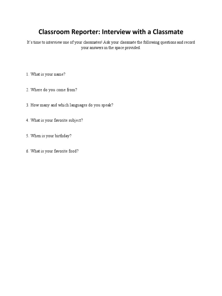 Classmates Interview | PDF