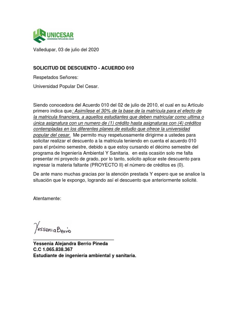 Solicitud de Descuento Universitario | PDF | Crecimiento personal y ...