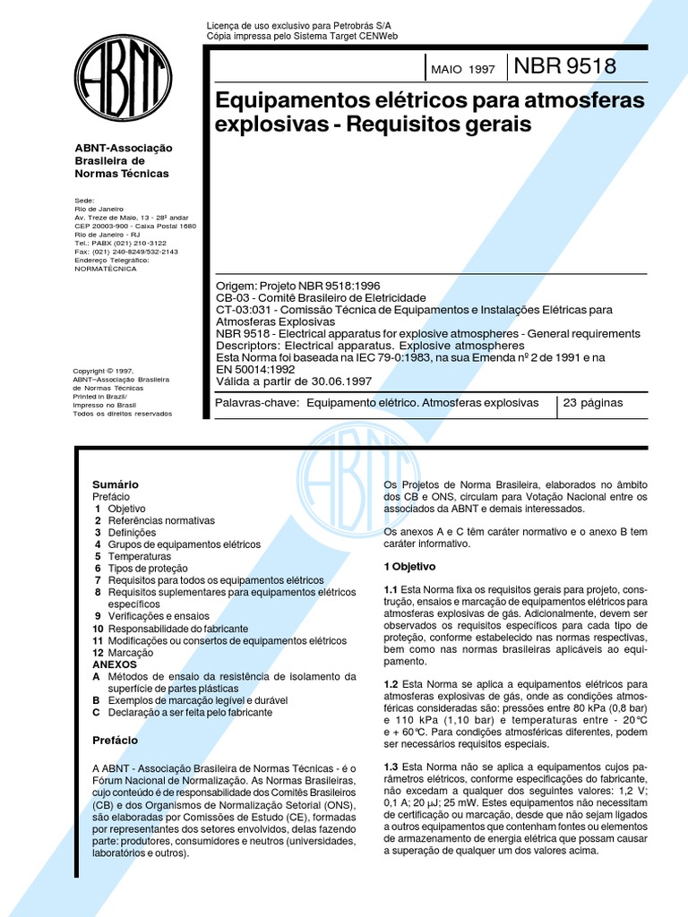 Abnt Iso NBR 9518 1997 | PDF | Condutor elétrico | Temperatura