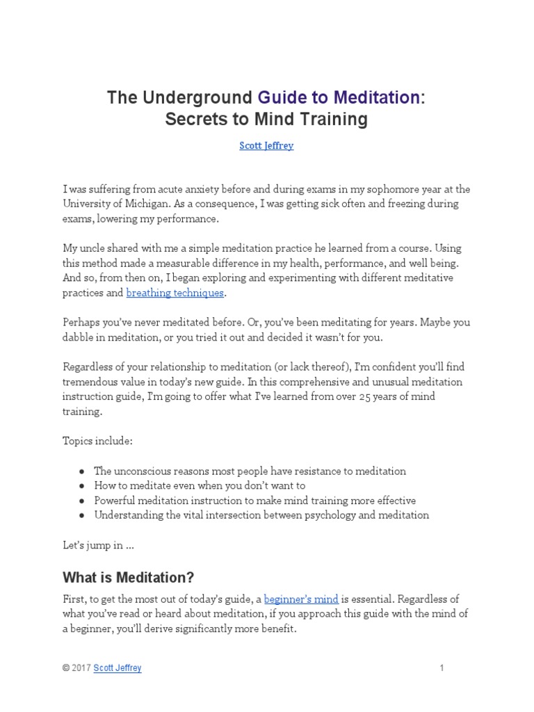 Meditation Guide | PDF | Mind–Body Interventions | Psychological Concepts