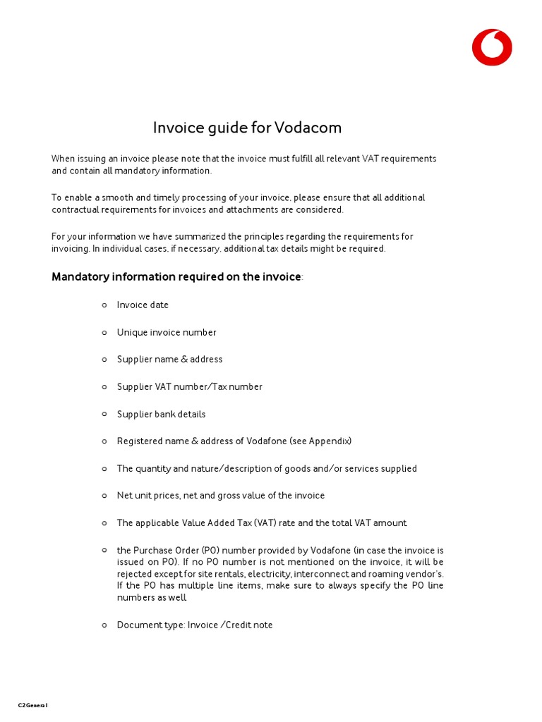 Guide to Invoicing Vodacom: Requirements, Options and Company Addresses ...