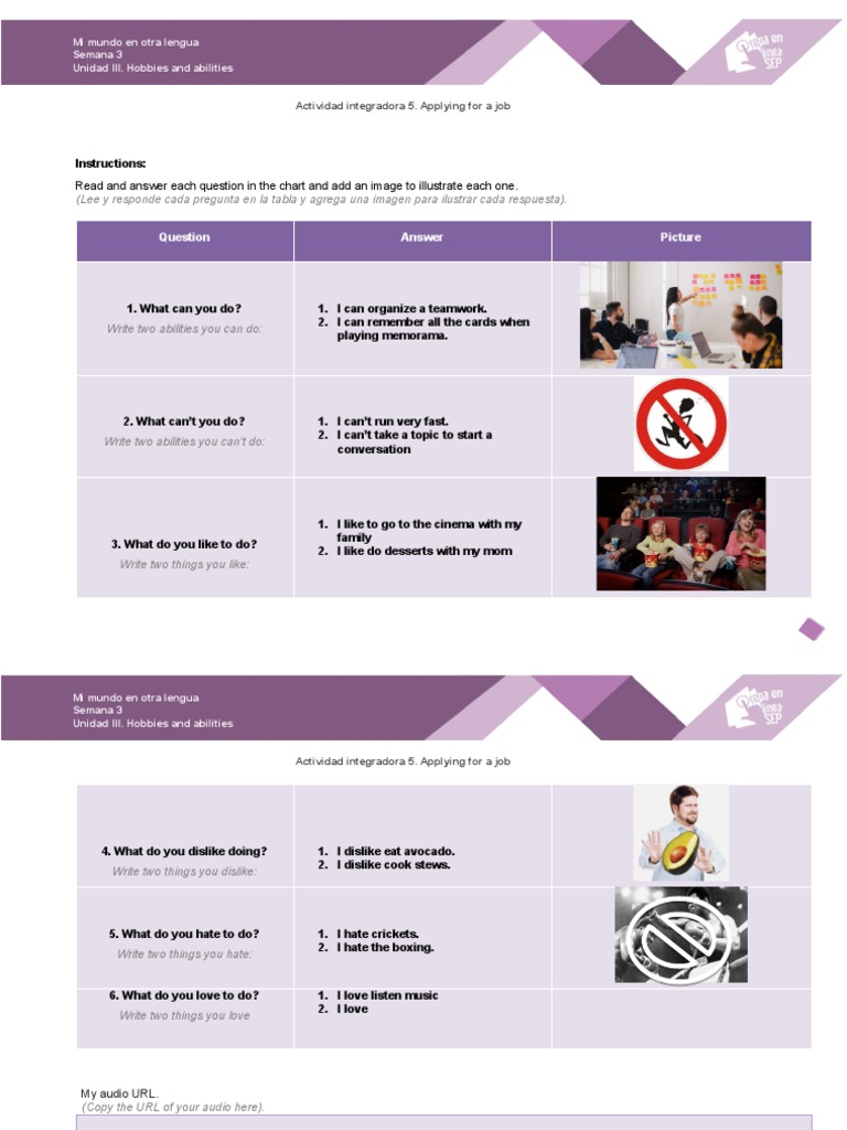 Read and Answer Each Question in The Chart and Add An Image To ...