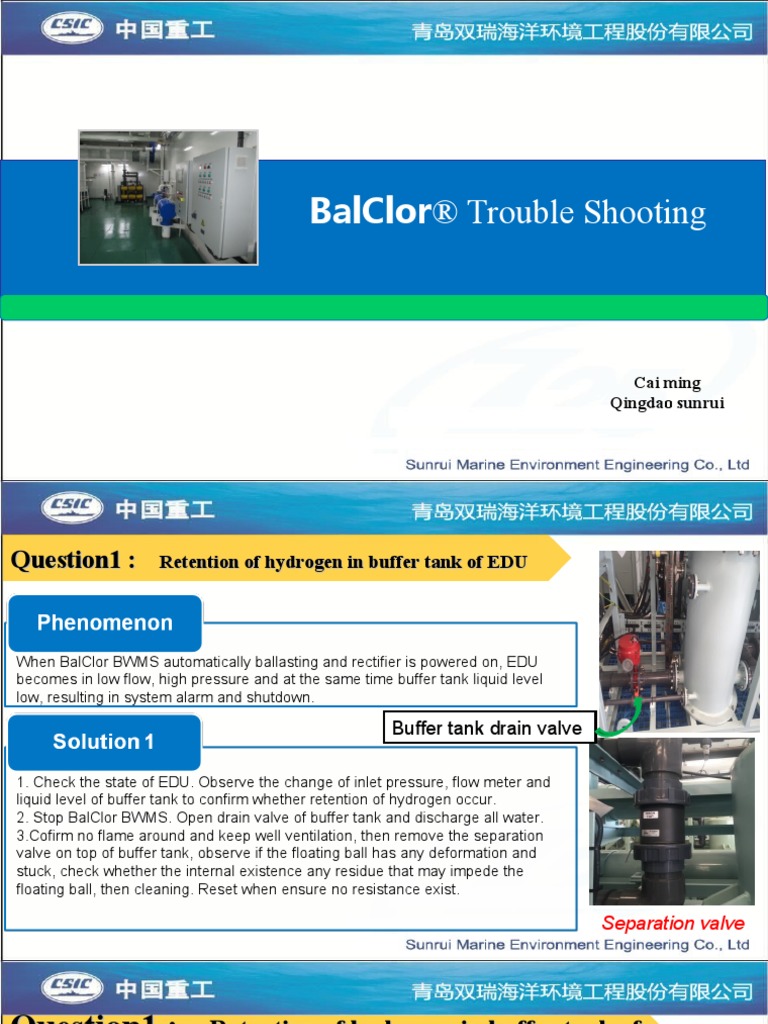 BalClor BWMS Trouble Shooting | Download Free PDF | Valve | Pump