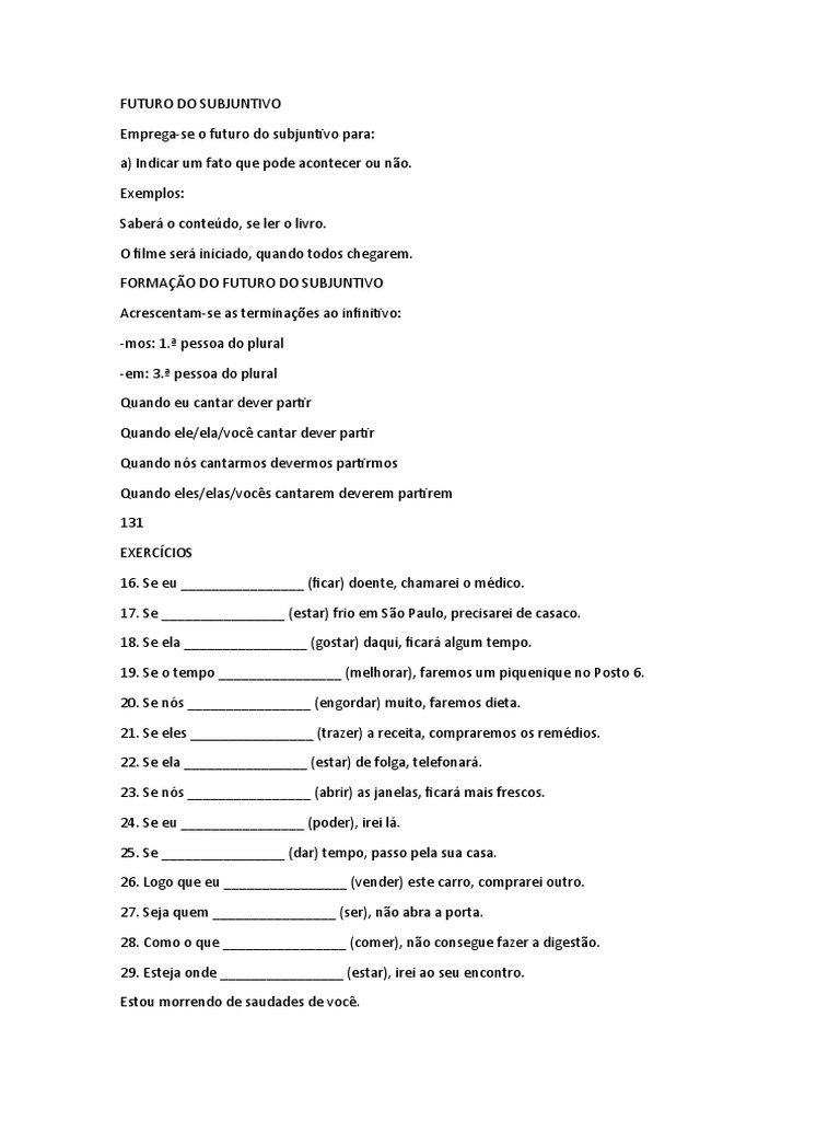 Modo Futuro e Composto Do Subjuntivo | PDF