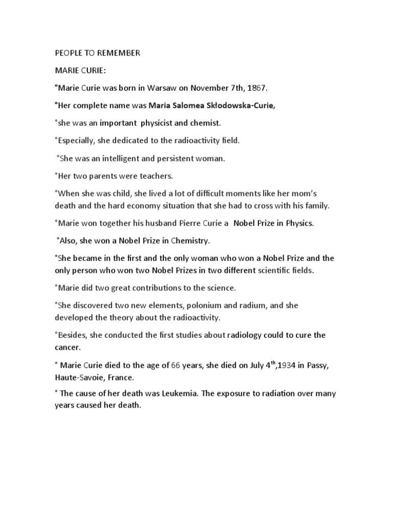 Marie Curie Biography | PDF