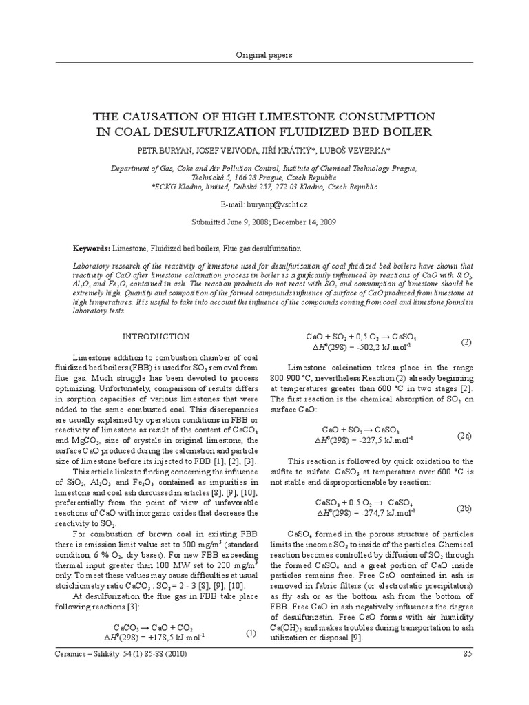 Buryan CS 2010 0000 Limestone | PDF | Sulfur Dioxide | Silicon Dioxide