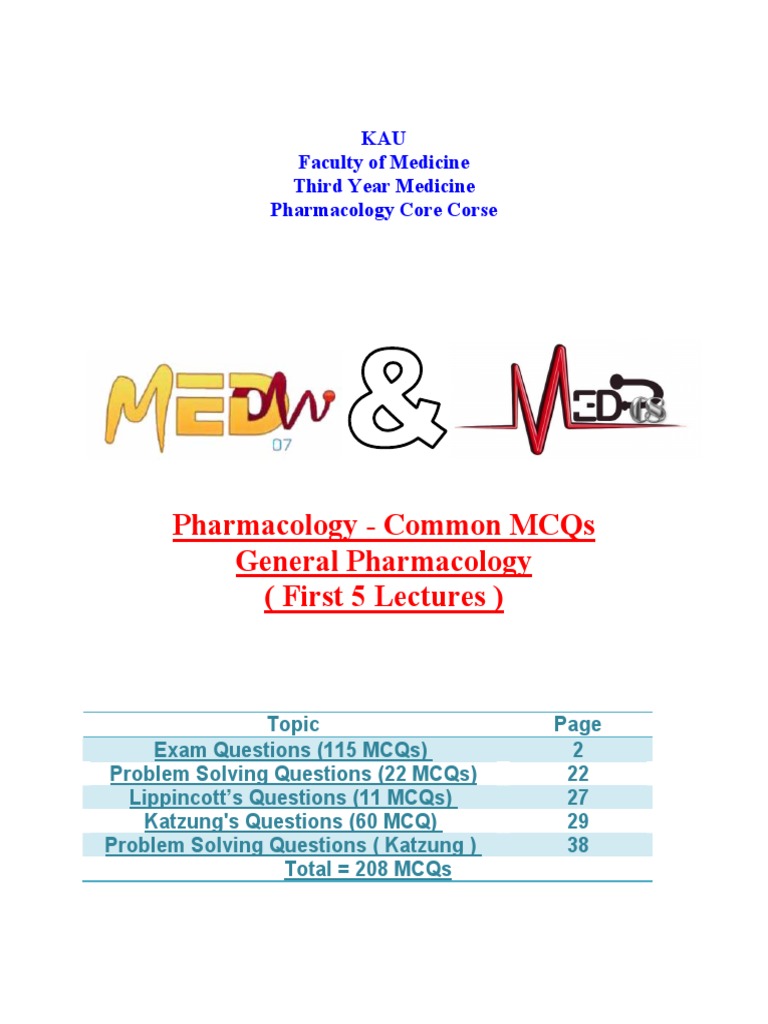 General Pharmacology MCQs Collection | PDF | Receptor Antagonist | Drug ...
