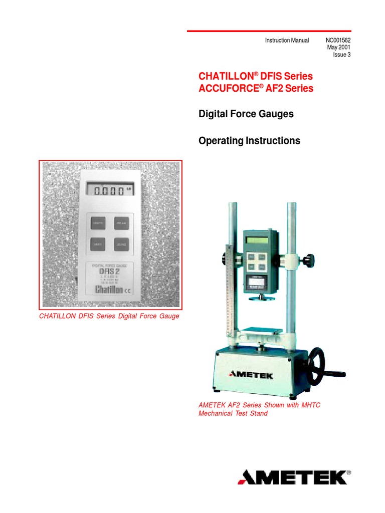 Manual Dinamometro Chatillon Dfis | PDF | Battery Charger ...