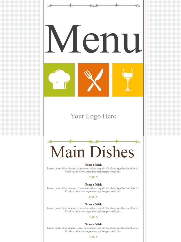 Colored Menu Restaurant PowerPoint (Landscape) | PDF