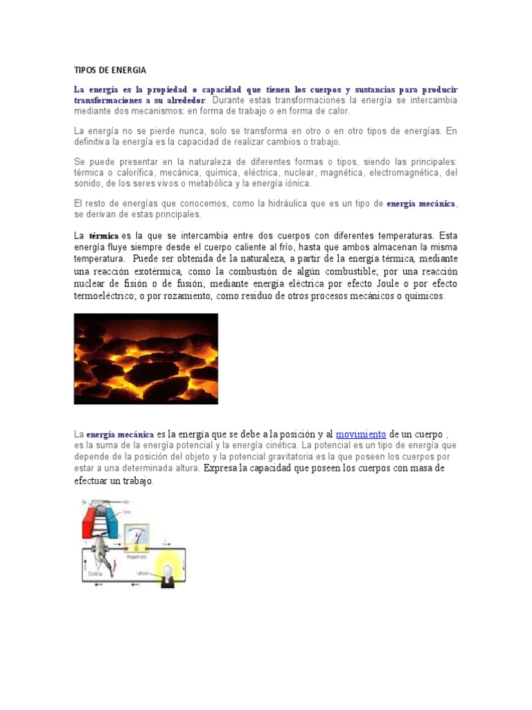 Tipos de Energia . | PDF | Energía eólica | Energía solar