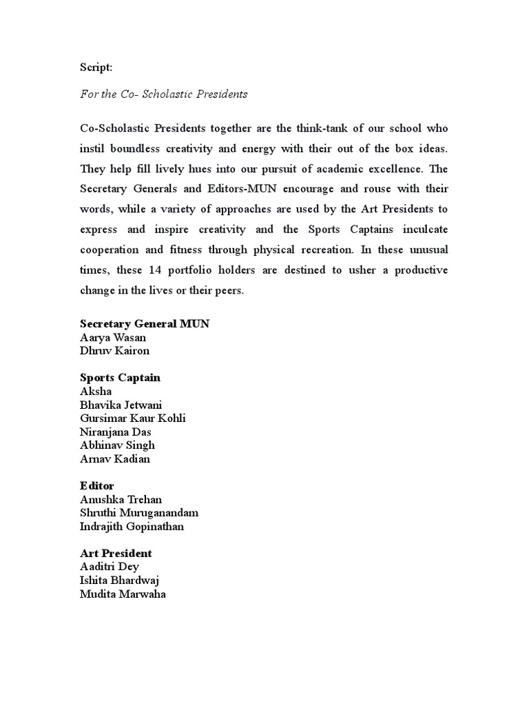 Student Council Oath Taking Script | PDF | Career & Growth | Self ...