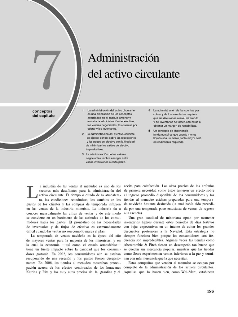 Capitulo 7 Administracion Del Activo Circulante | PDF | Cheque | Bancos
