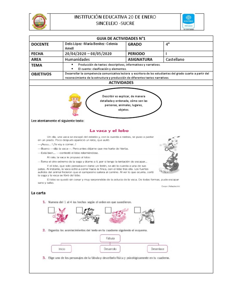 Actividades de Castellano 4° Grado | PDF | Cuentos | Science