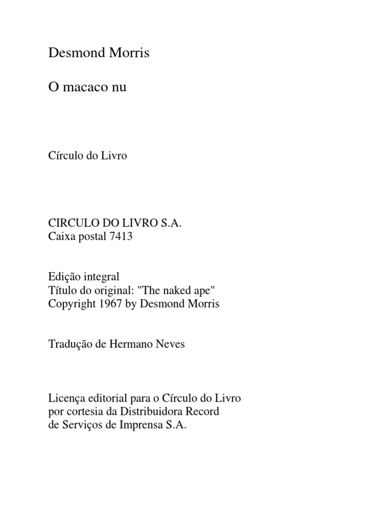 O Macaco Nu | PDF | Cães | Espécies