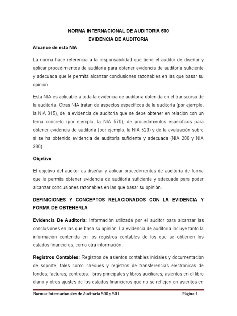 Nia 501 | PDF | Auditoría | Contralor