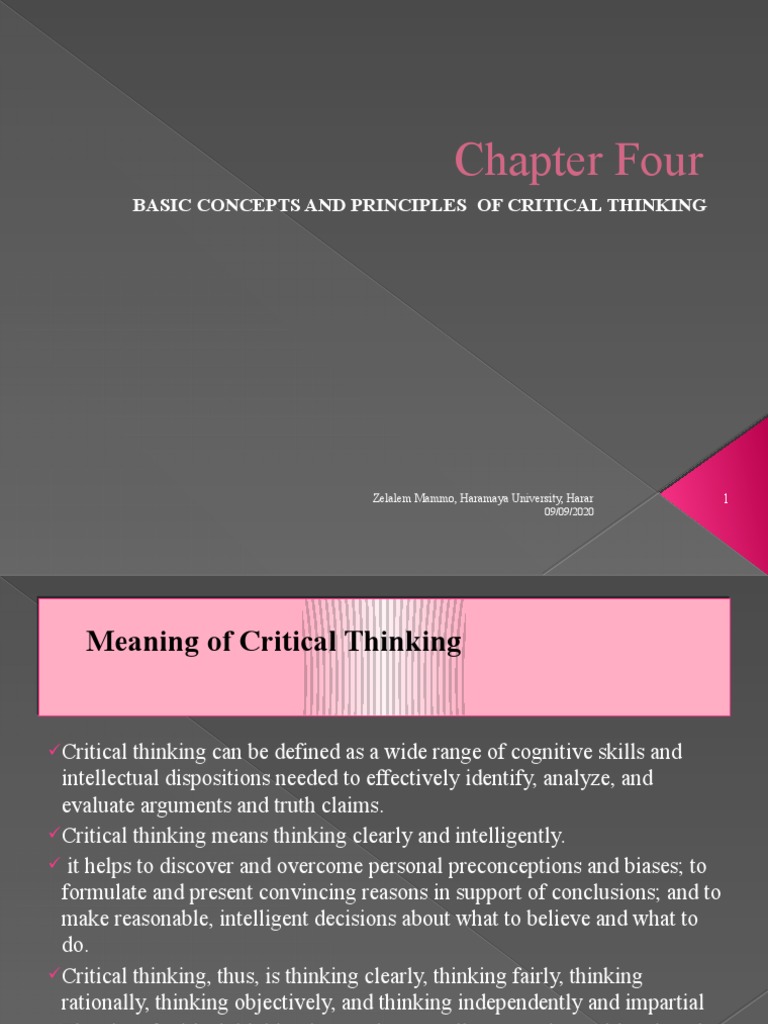 Chapter Four: Basic Concepts and Principles of Critical Thinking | PDF ...