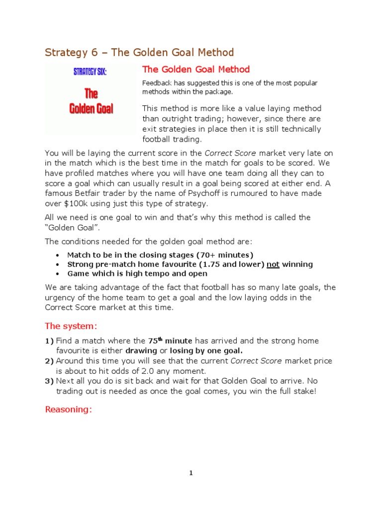 Total Football Trading: Strategy 6 - The Golden Goal Method | PDF ...