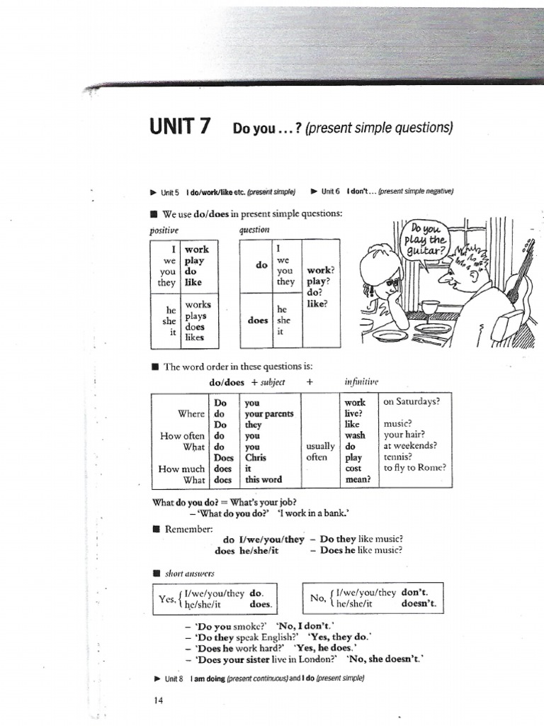 Unit 7 - Present Simple Questions PDF | PDF