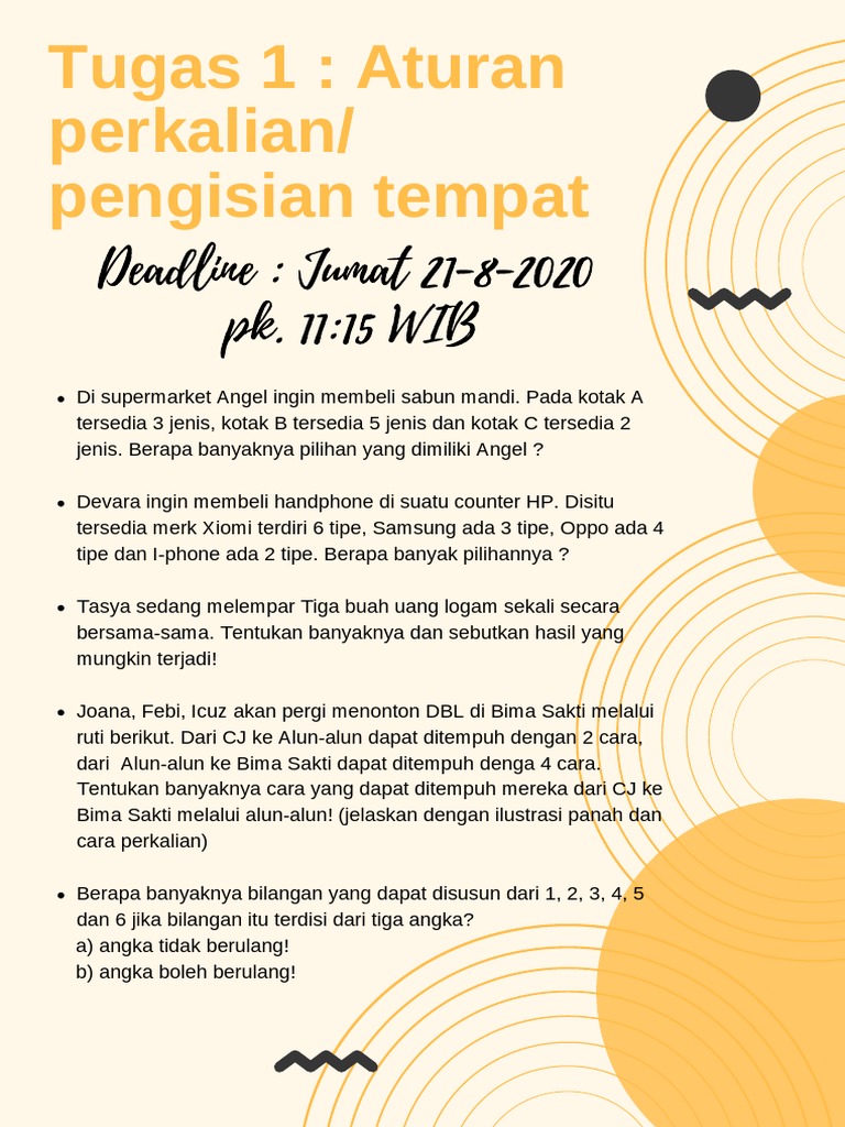 Tugas 1 - Aturan Perkalian (Pengisian Tempat) | PDF