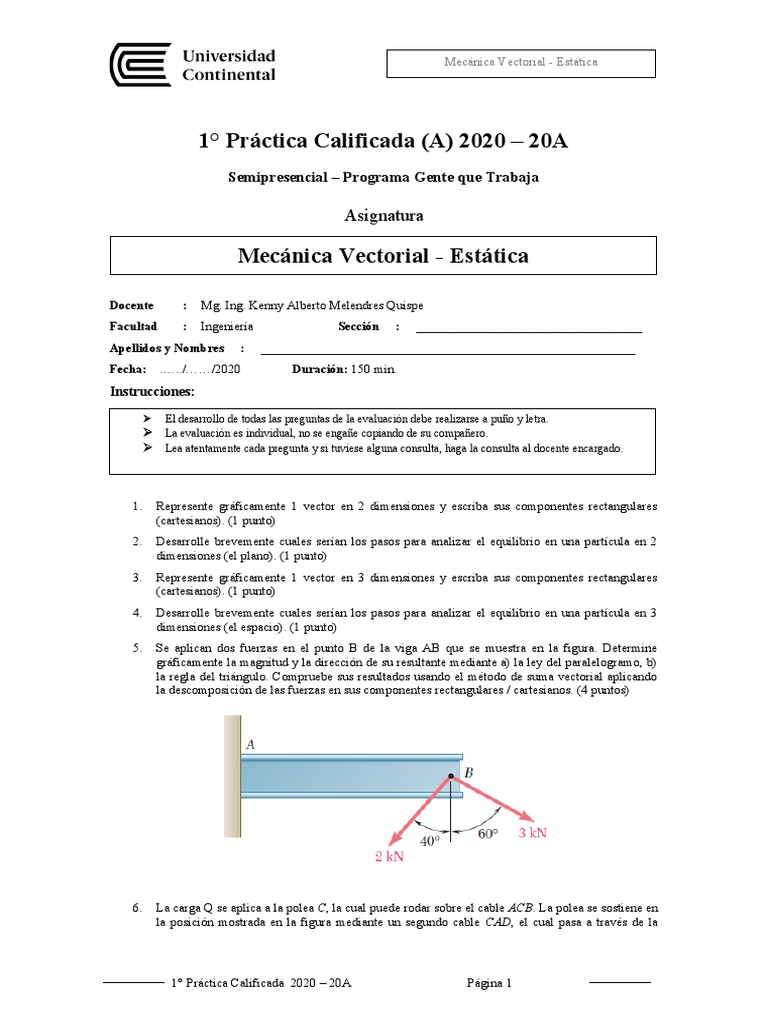 1ra Práctica Calificada - MVE | PDF | Vector Euclidiano | Enseñanza de matemática