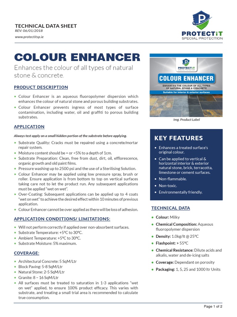Colour Enhancer Technical Sheet | PDF | Concrete | Personal Protective ...