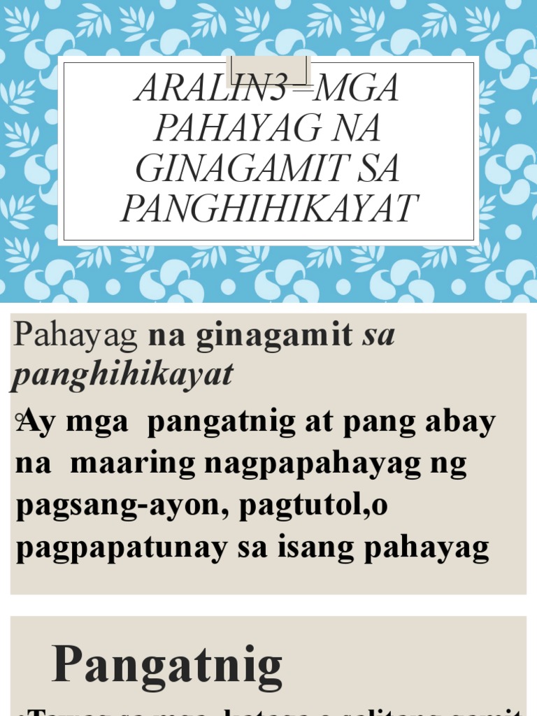 Mga Pahayag Na Ginagamit Sa Panghihikayat | PDF