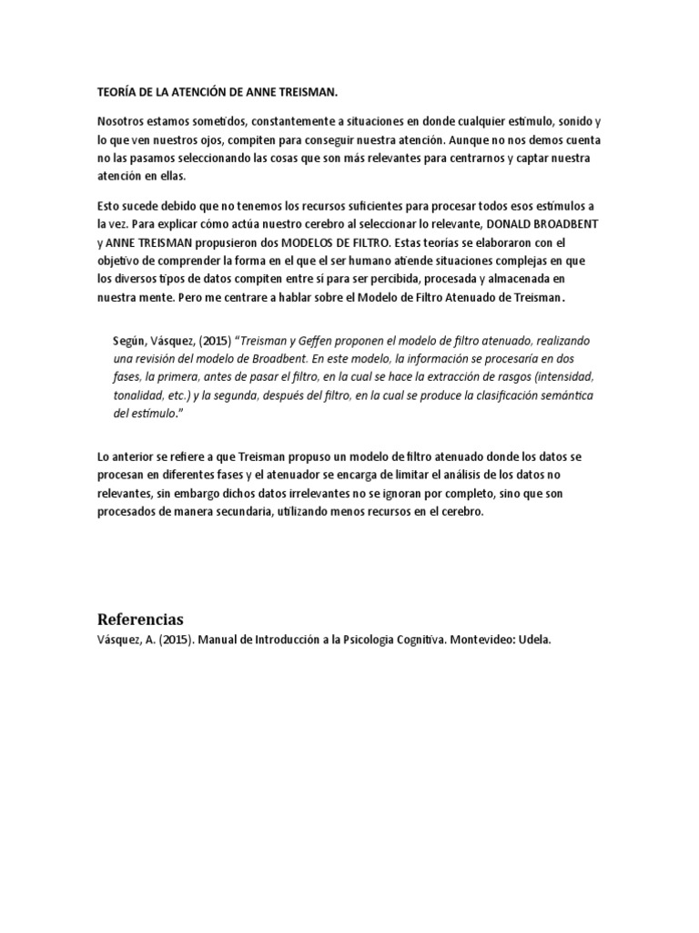 Teoría de La Atención de Anne Treisman | PDF