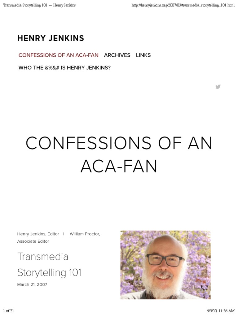 Transmedia Storytelling 101 - Henry Jenkins | PDF | Storytelling | Cartoon