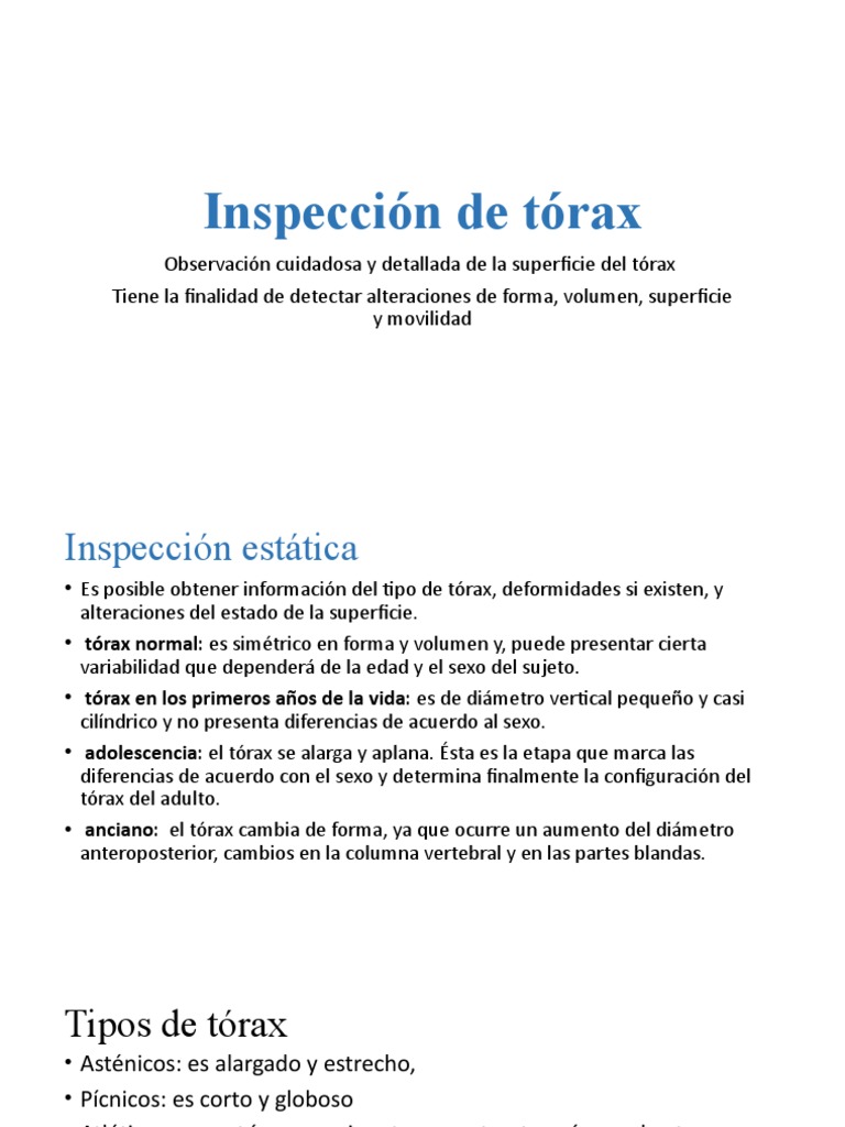 Inspección y evaluación del tórax | PDF | Tórax | Tórax (anatomía humana)