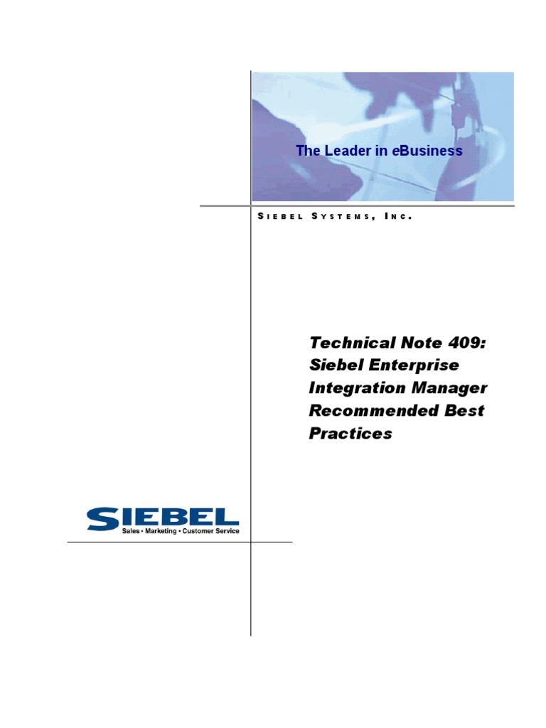 Siebel Enterprise Integration Manager Recommended Best Practices Pdf Database Index