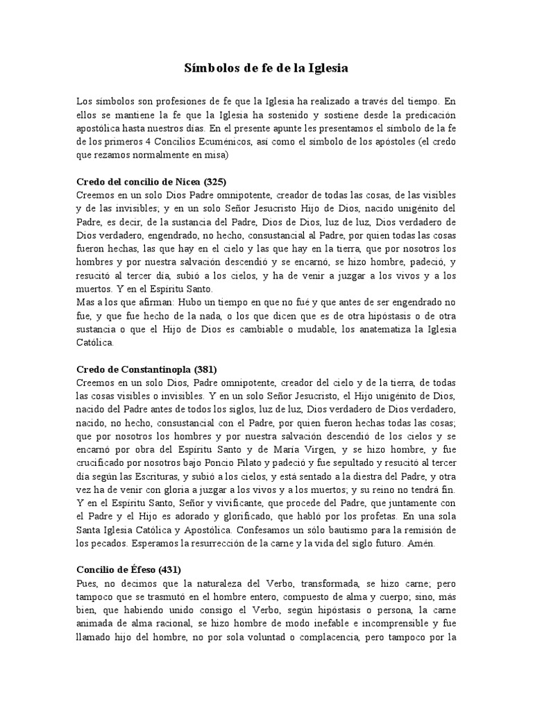 Símbolos de fe en la Iglesia Católica | PDF | Credo | espíritu Santo
