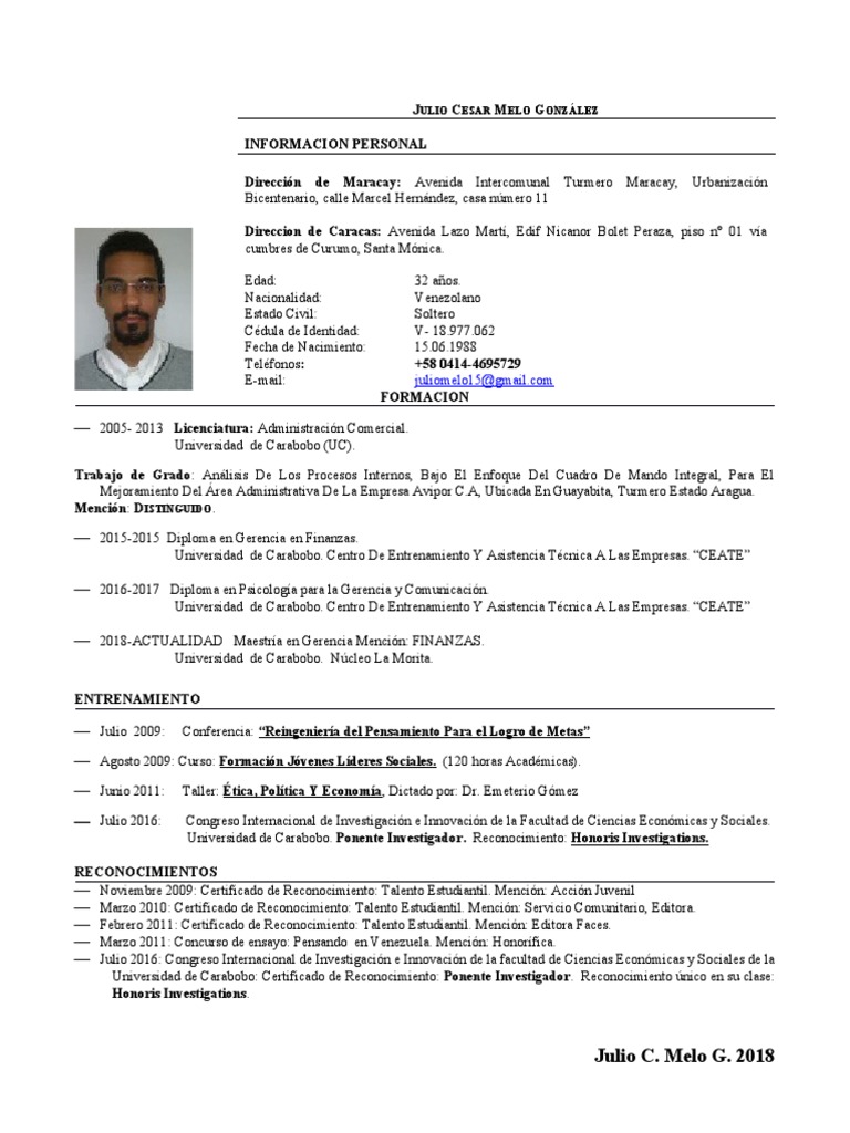 Curriculo Julio Melo | PDF | Auditoría | Contabilidad